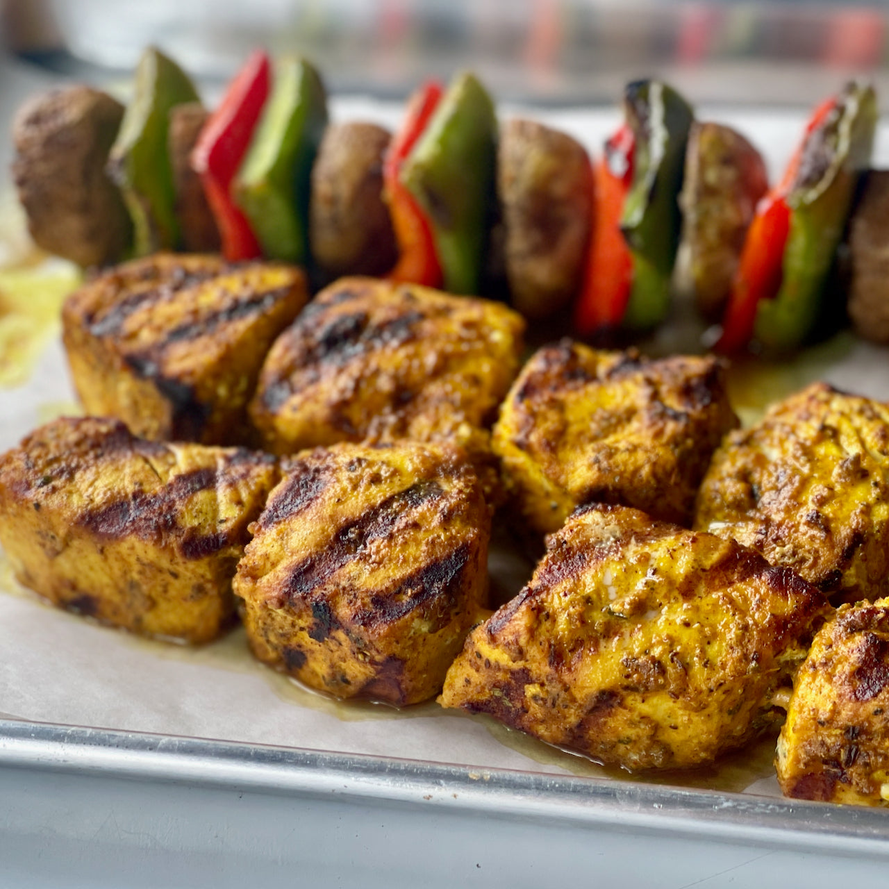 Grilled Swordfish Kebabs with Massalis – La Boîte
