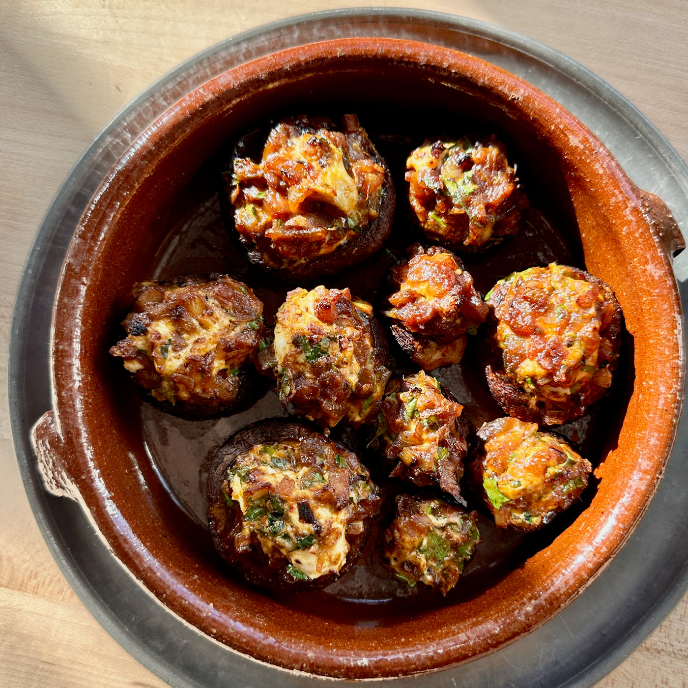 Stuffed Mushrooms with Caramelized Onion and Goat Cheese